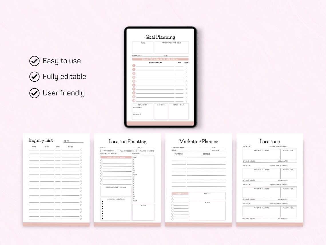 ALL-IN-ONE Photography Planner, Printable Photographer Planner ...