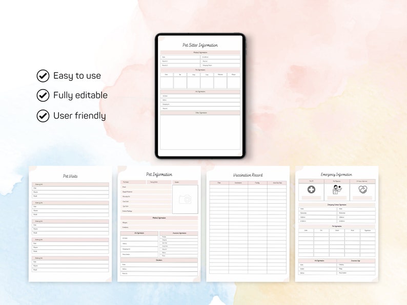 Pet Care Planner, Fillable Pet Planner, Pet Care Planner, Pet Sitting ...