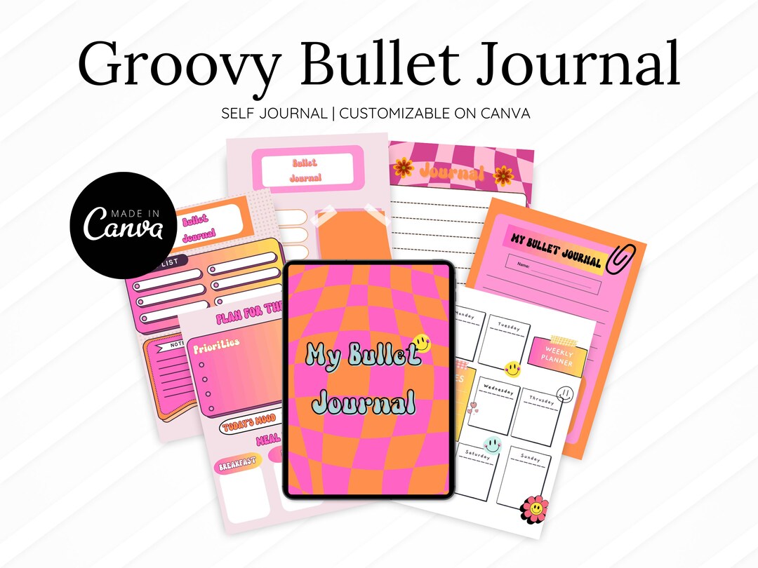 Groovy Bullet Journal, Bullet Journal Printables, Premade Bujo Template ...