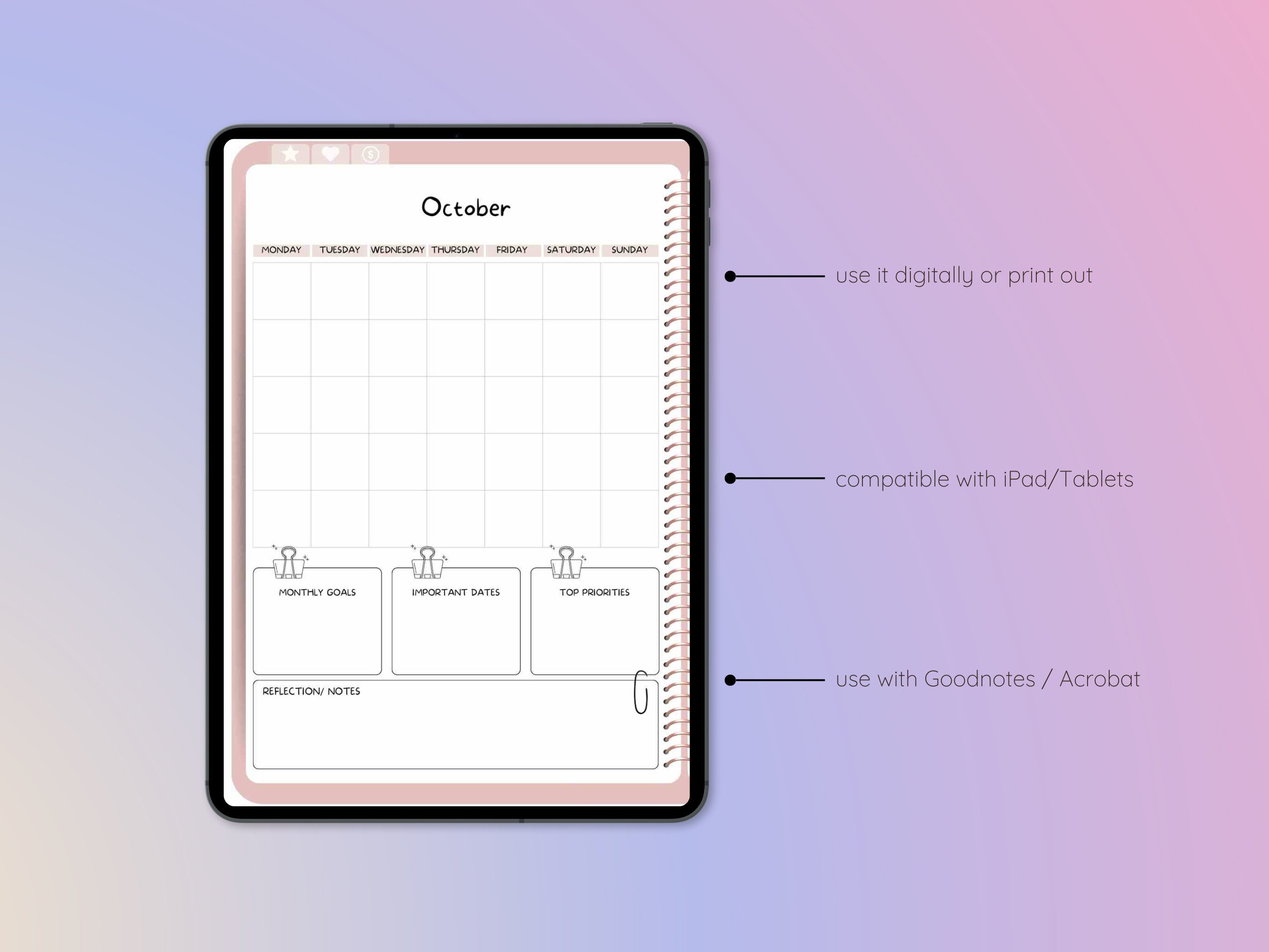 Monthly Bullet Journal, Undated Printable Bullet Journal Bundle, Bullet ...