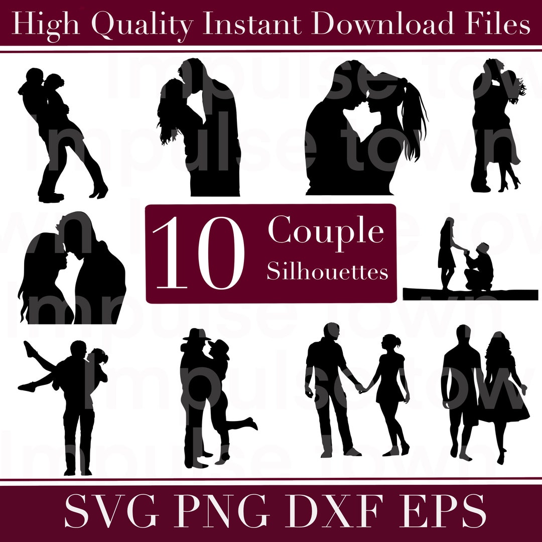 Couple Silhouette Svg, Valentines Day Couple Silhouette - Etsy
