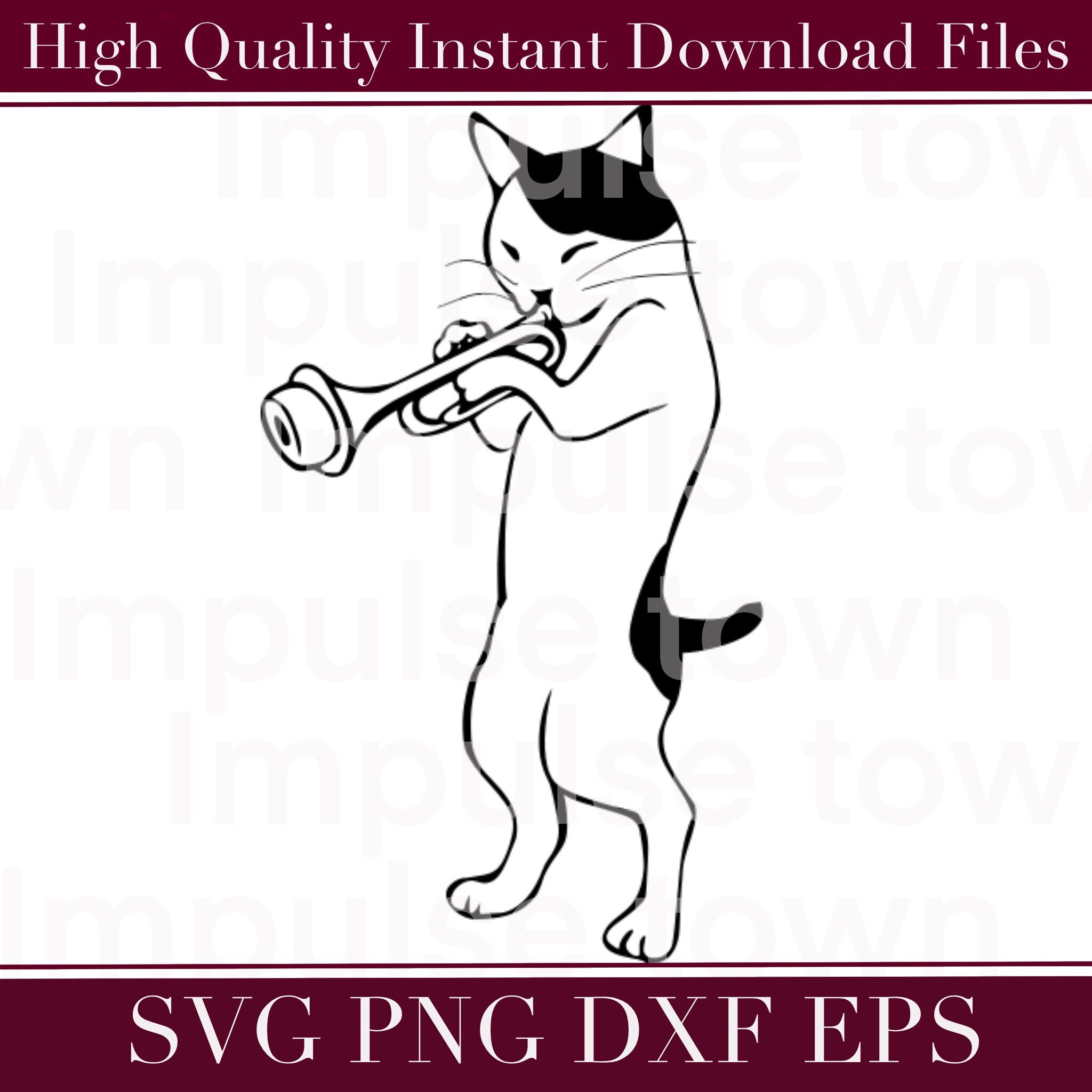 Cat Playing Trumpet Svg - Etsy