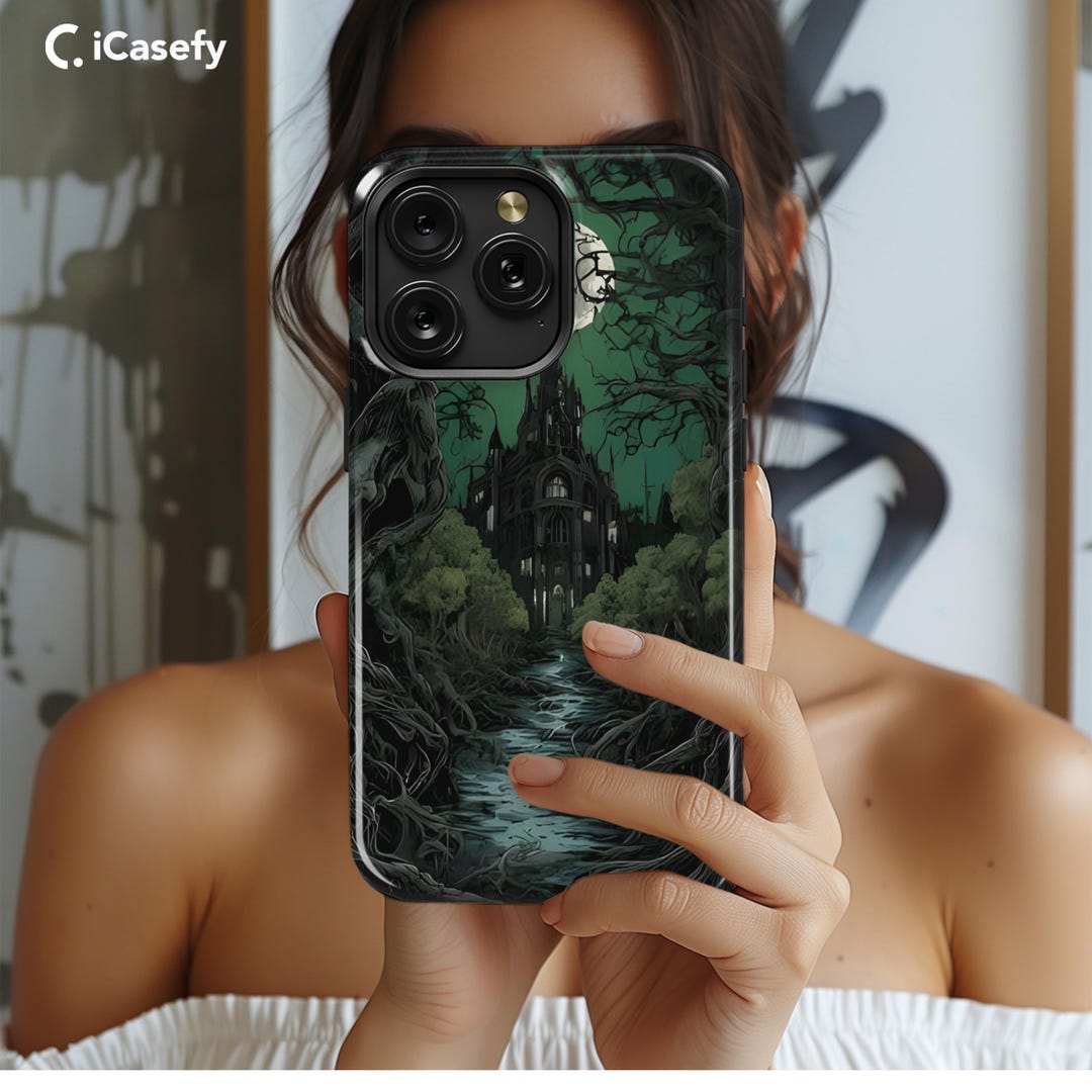 Eldritch Gothic Castle Horror Night Forest Phone Case for iPhone 16 Pro ...