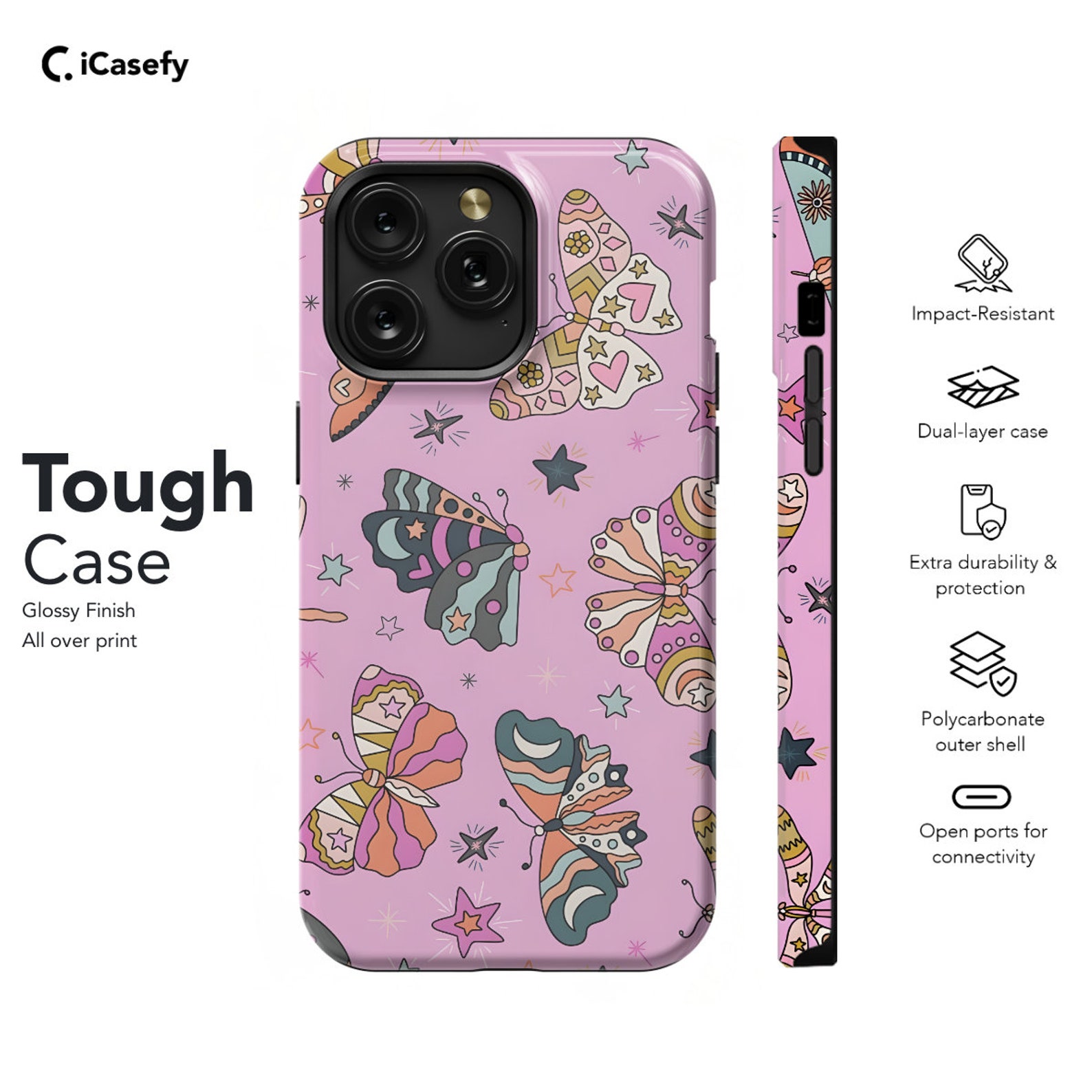 Hippie Groovy Butterfly Trippy Mandala Pattern Case for iPhone 17 Pro ...