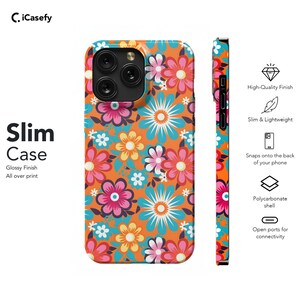 Hippie Flowers Colorful Groovy Phone Case for iPhone 17 Pro Max 16 15 ...