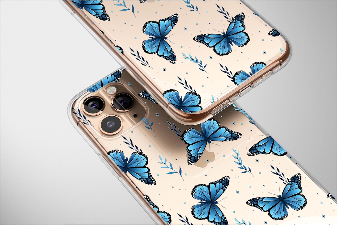 Clear Celestial Blue Moth Butterfly Phone Case Mystical Cover for ...