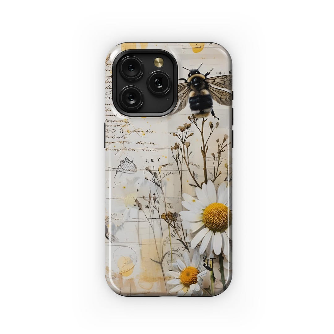 Bee Junk Journal Flower Daisy Phone Case for iPhone 17 Pro Max 16 Plus ...