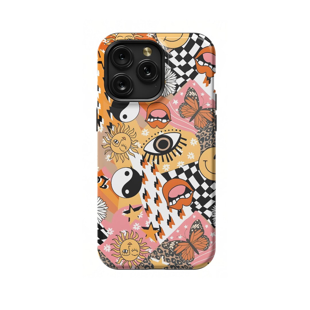 Retro Groovy Hippie Floral Rainbow Trippy Phone Case for iPhone 17 Pro ...