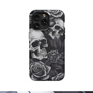Gothic Skull Phone Case Rose Cover for iPhone 16 Pro Max 15 Plus 13 12 ...