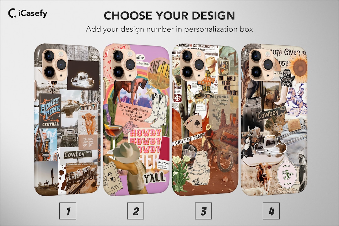 Western Country Phone Case Collage Aesthetic Cowboy Cover for iPhone 16 ...