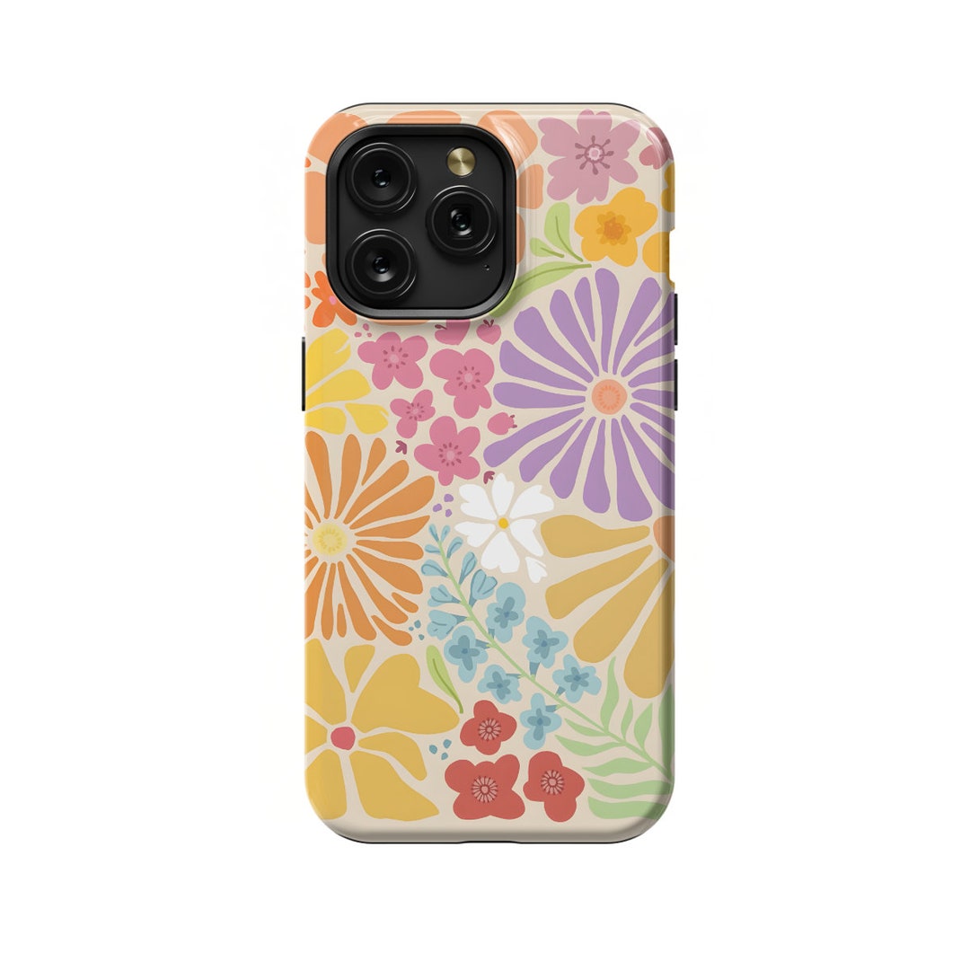 Retro Groovy Hippie Floral Rainbow Trippy Phone Case for iPhone 17 Pro ...