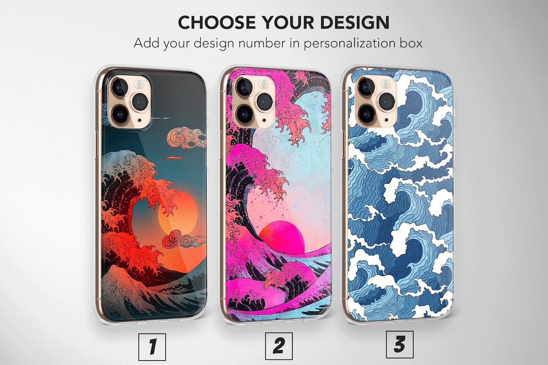 Japanese Wave Phone Case Kanagawa Cover for iPhone 16 Pro Max 15 Plus ...