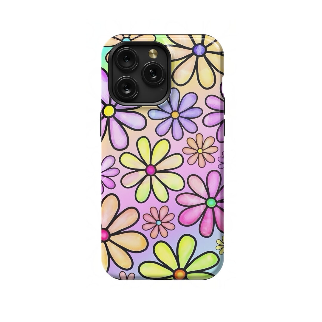 Retro Groovy Hippie Floral Rainbow Trippy Phone Case for iPhone 17 Pro ...