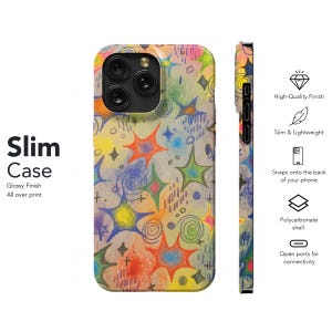 Colorful Sparkly Star Hand Drawn Phone Case for iPhone 17 Pro Max 16 ...
