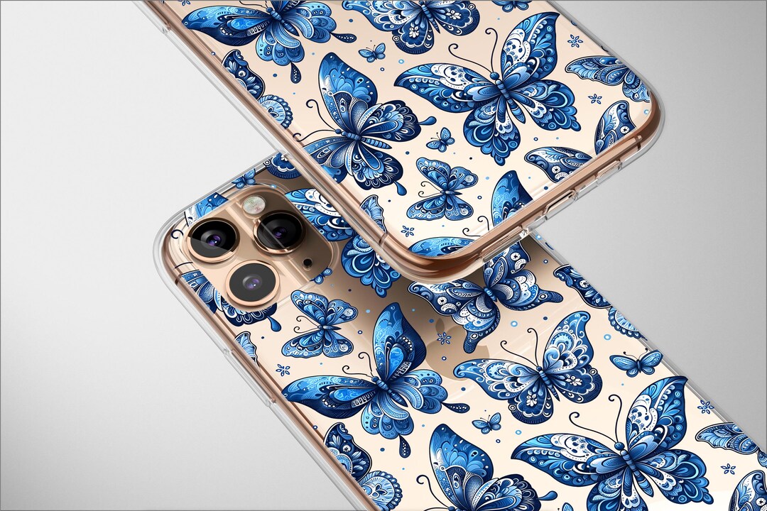 Clear Celestial Blue Moth Butterfly Phone Case Mystical Cover for ...