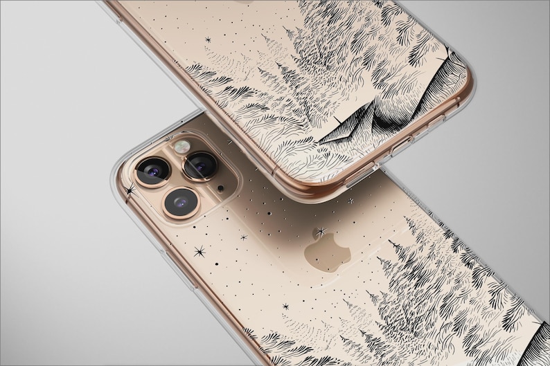 Clear Silent Night Winter Forest Etching Phone Case Cover for iPhone 17 ...