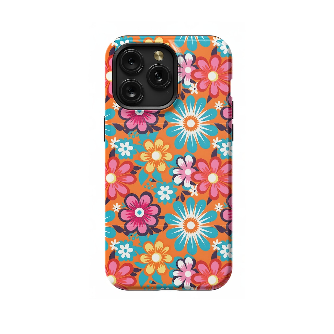 Hippie Flowers Colorful Groovy Phone Case for iPhone 17 Pro Max 16 15 ...