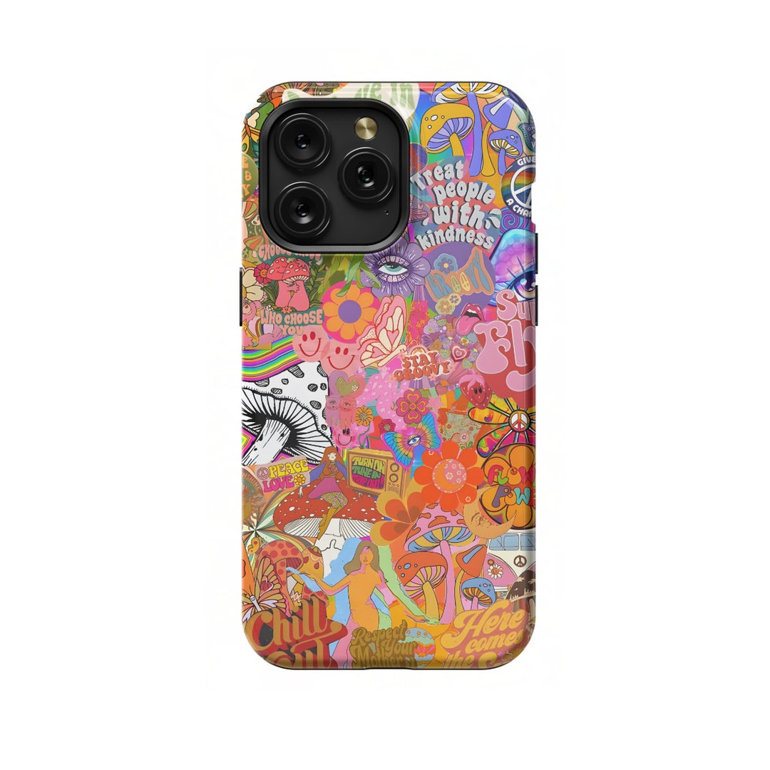 Hippie Aesthetic Collage Groovy Retro Phone Case 385 for iPhone 16 Pro ...