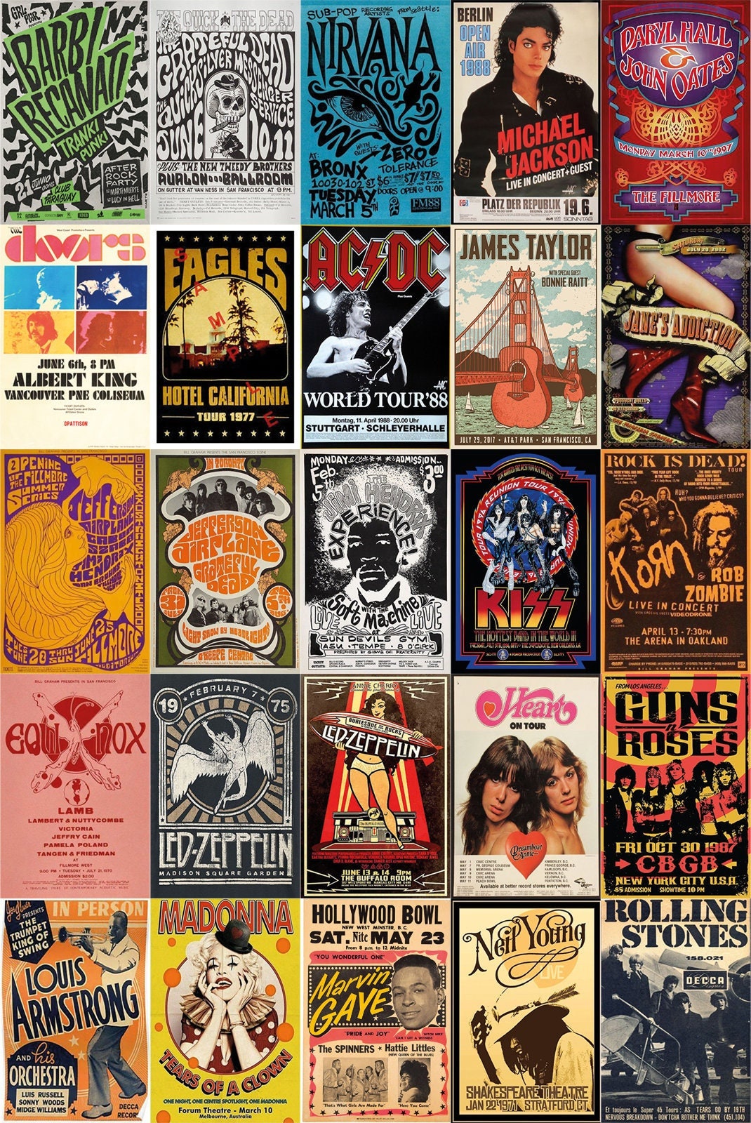 Classic Rock Music Collage