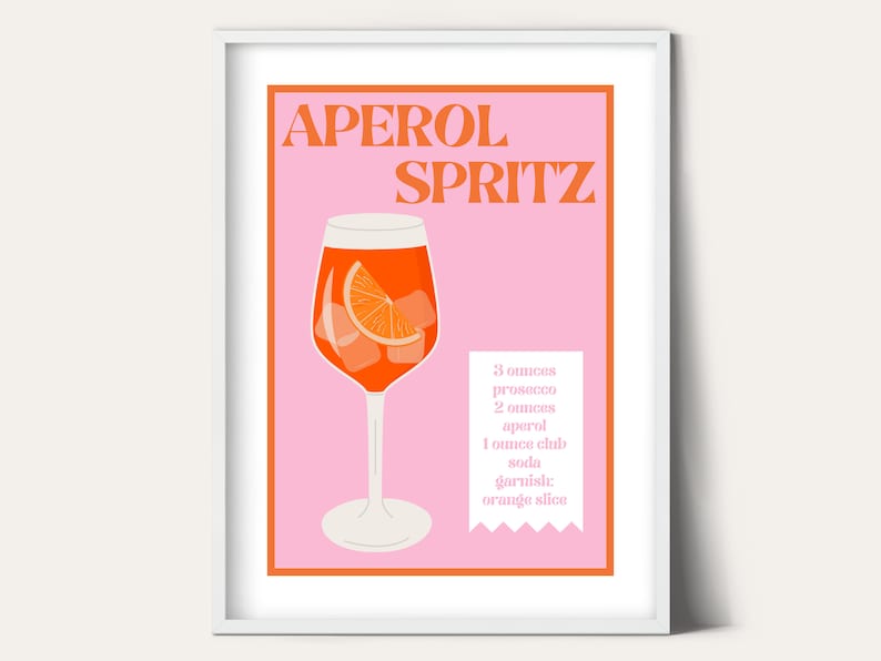 Aperol Spritz Cocktail Drink, Bar Posters-digital File - Etsy