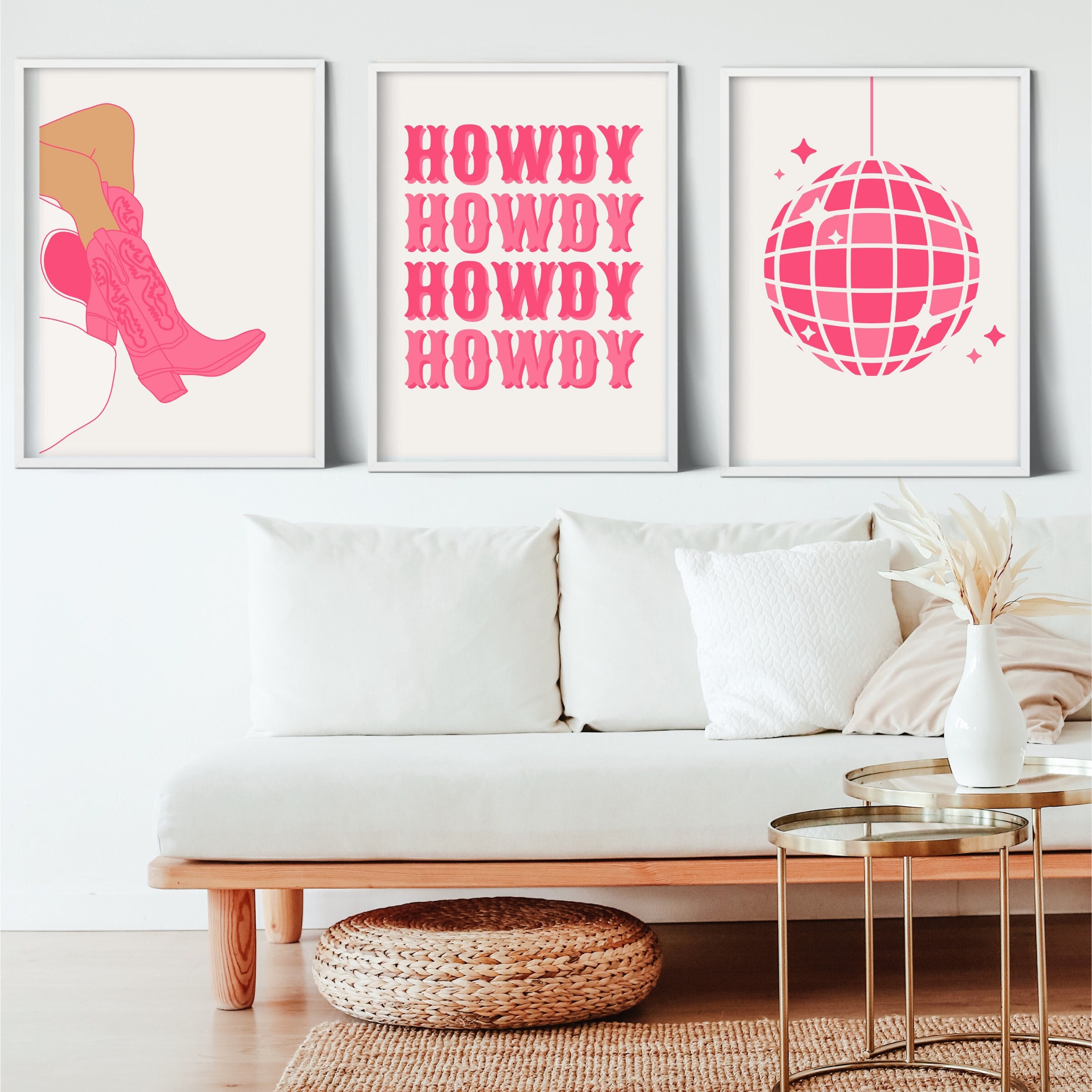Set of 3 Pink Cowgirl Printable Art, 18x24. Preppy Western Wall Decor ...
