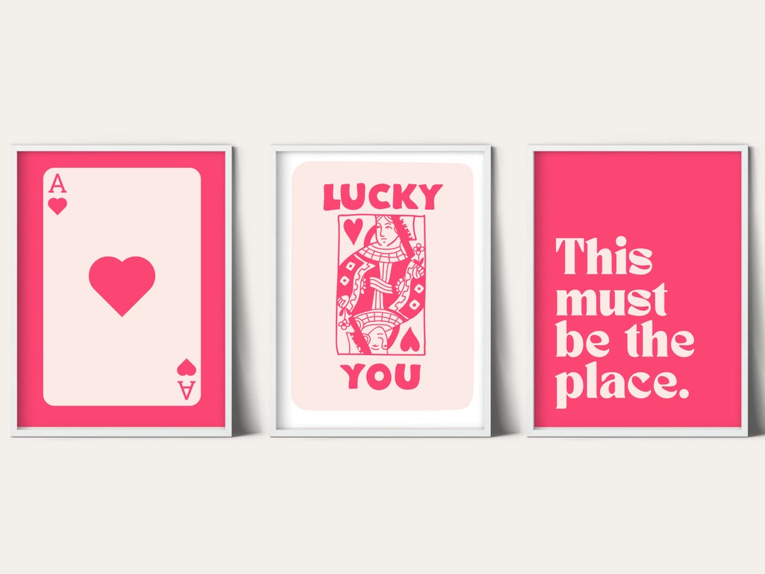 Preppy Cards Wall Print HOT PINK- Digital Download - Etsy