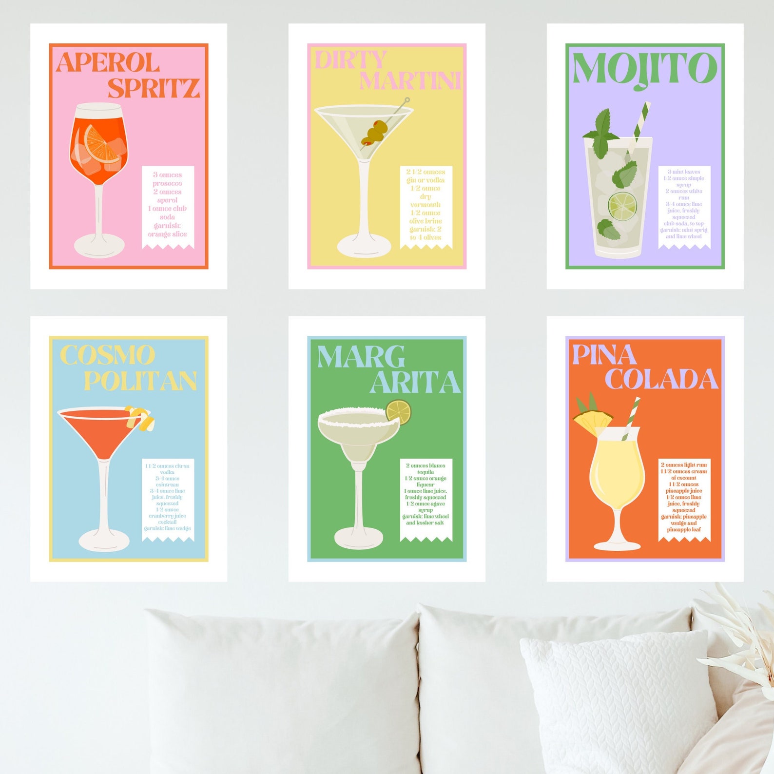 SET OF 6 Cocktail Drink Bar Posters-digital File - Etsy