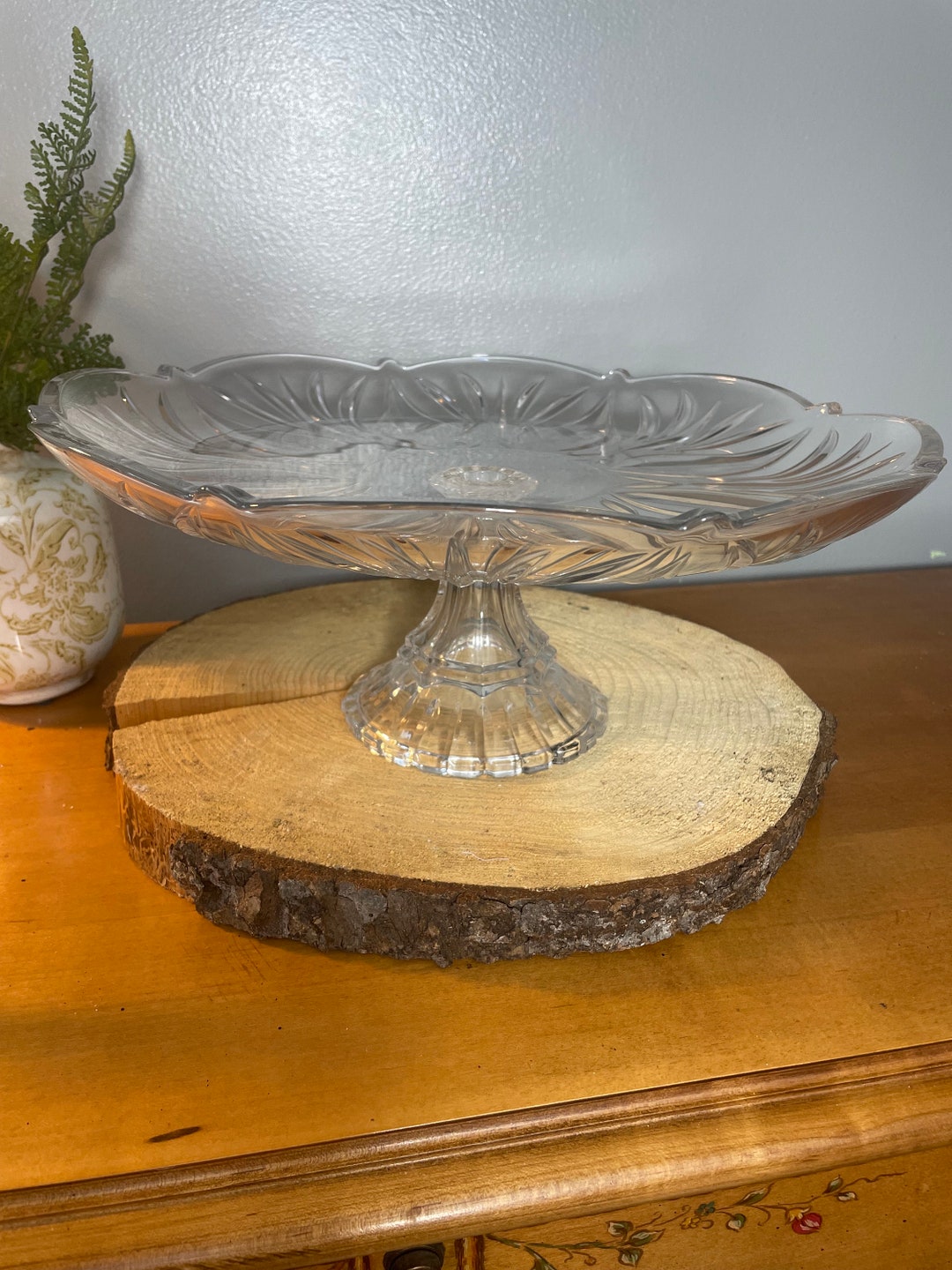 Vintage Crystal Cake Stand - Etsy