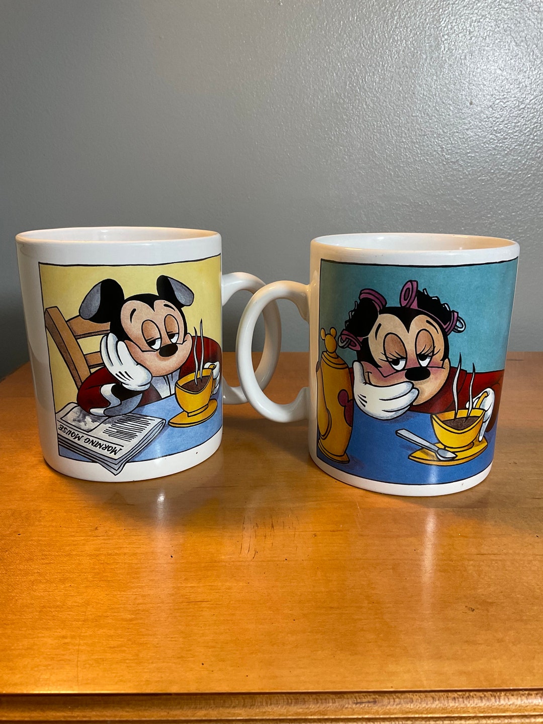Disney Mickey and Minnie Mouse Sleepy Morning Coffee Mugs - Etsy