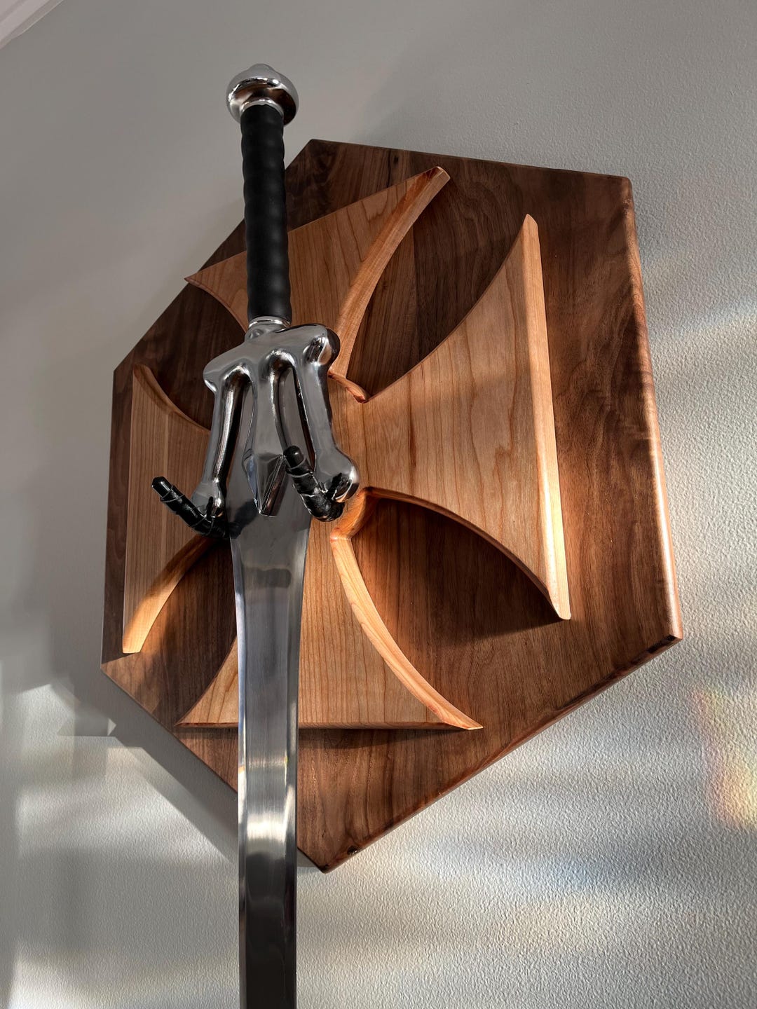 Handcrafted Wooden Wall Sword Mount Walnut & Cherry Display He-man ...