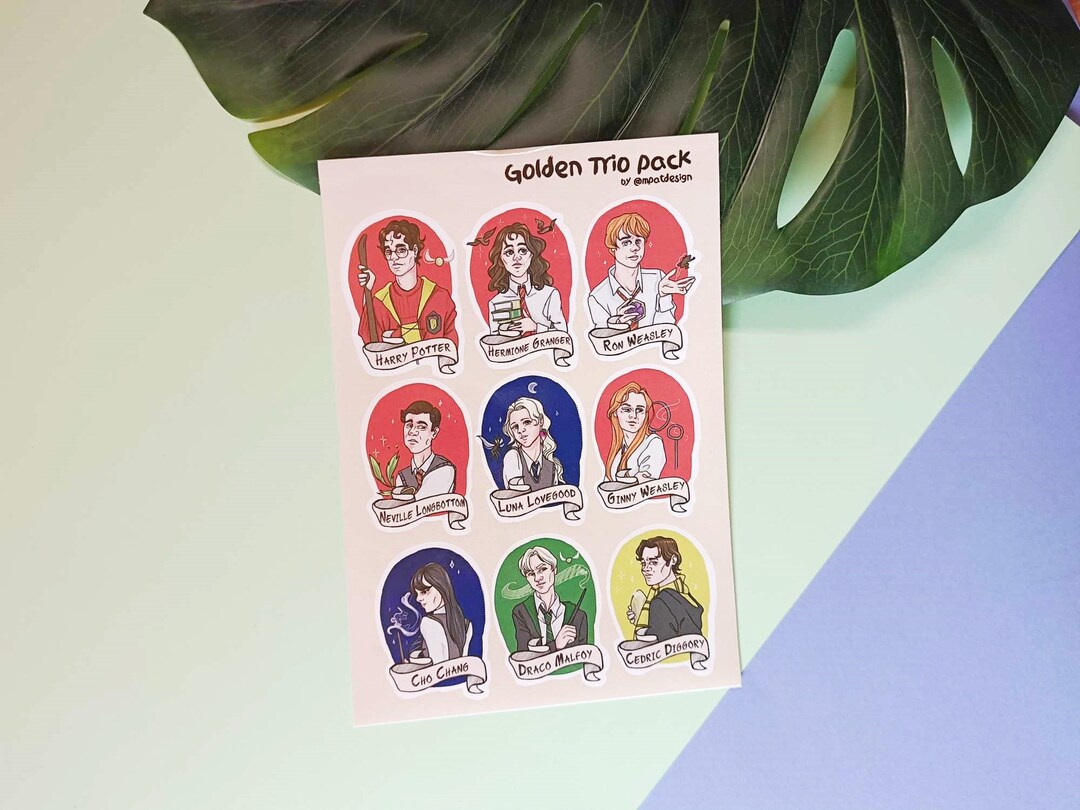 Harry Potter Golden Trio Stickers Sheet - Etsy