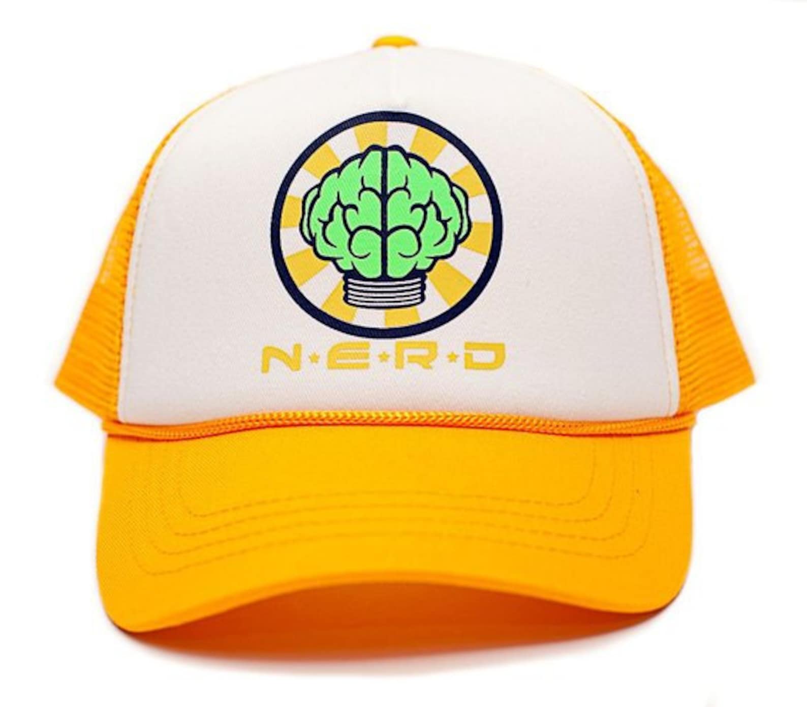 Nerd Trucker Hat Mesh Hat Vintage Snapback Hat Yellow - Etsy