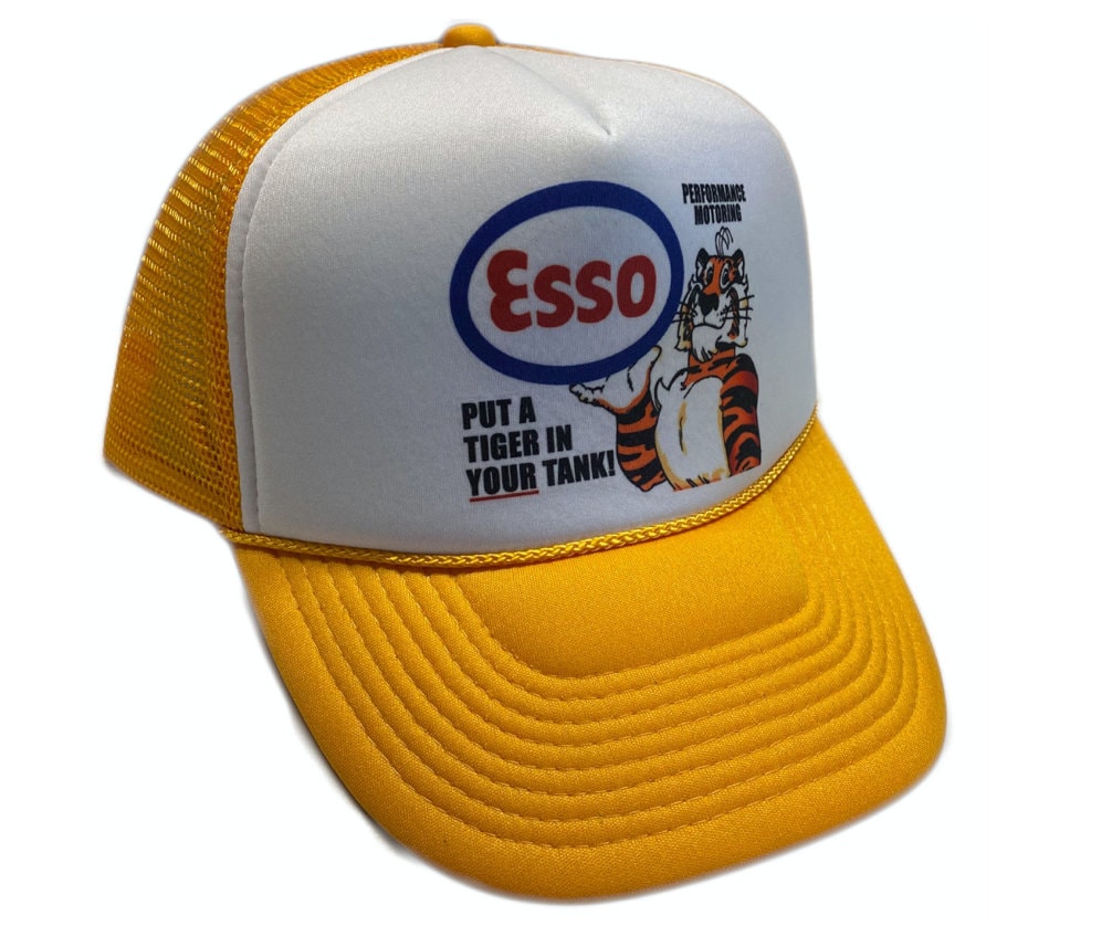 Esso Tiger Trucker Hat Mesh Hat Vintage Snapback Hat Yellow - Etsy