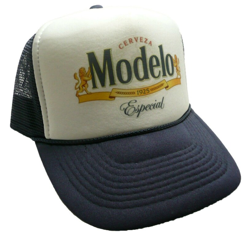 Modelo Beer Trucker Hat Mesh Hat Vintage Snapback Hat Navy Blue - Etsy