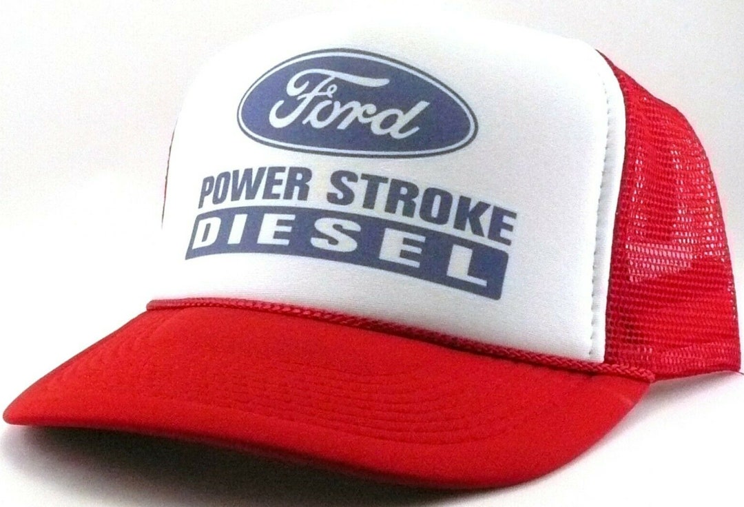 Ford Power Stroke Diesel Trucker Hat Mesh Hat Vintage Snapback Hat Red ...