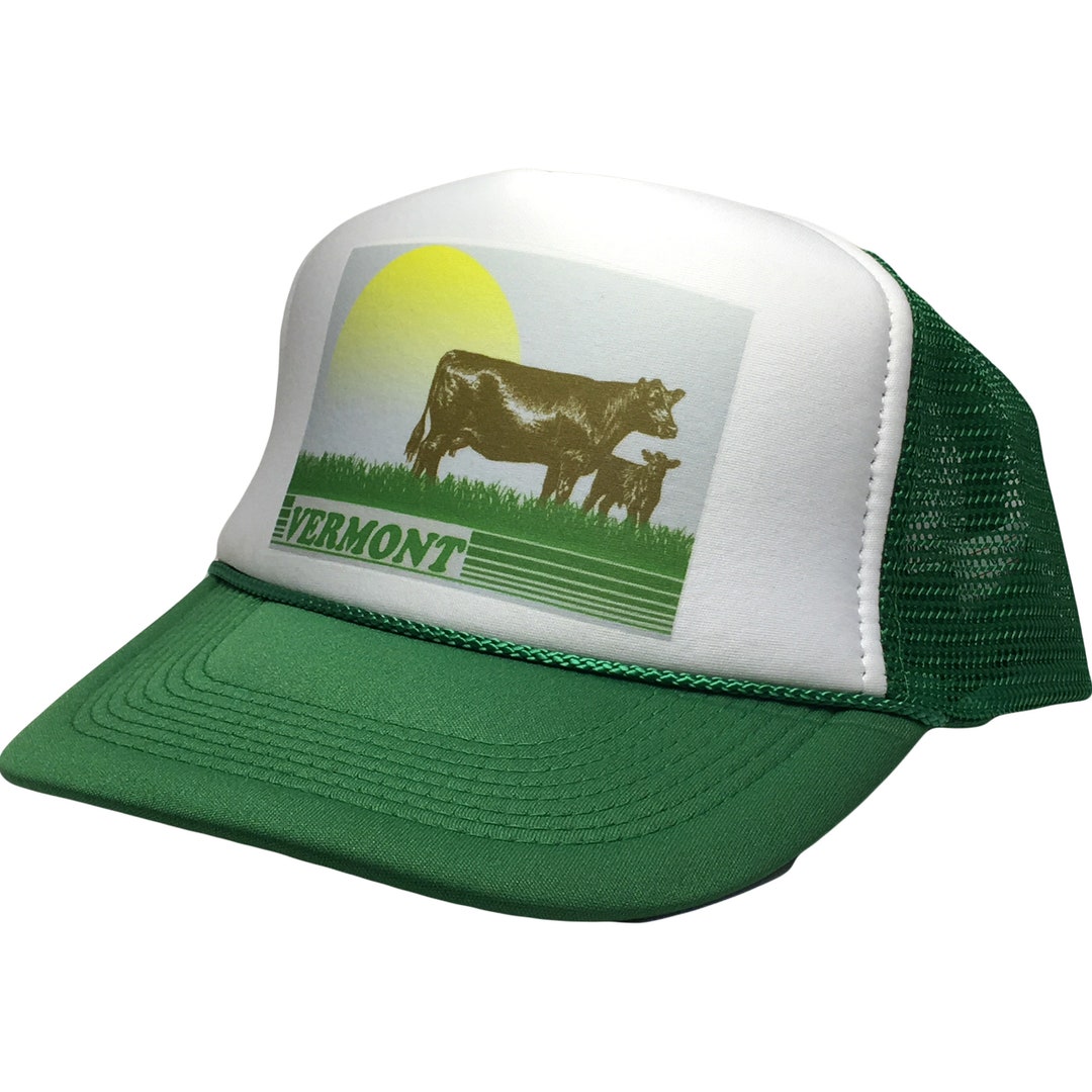 Vermont Trucker Hat Mesh Hat Vintage Snapback Hat Green - Etsy
