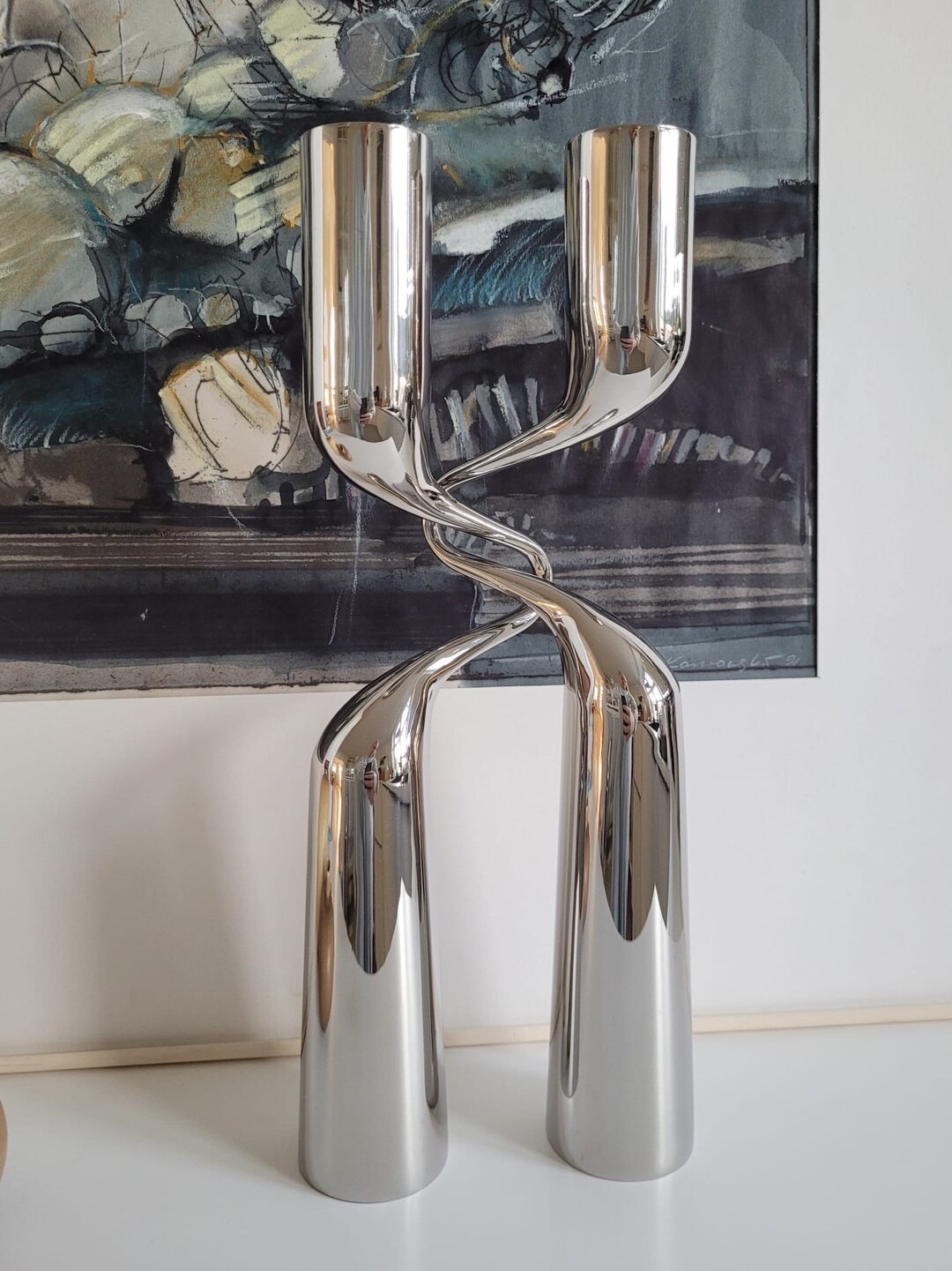 Vintage Candlesticks, Danish Design, Menu Mikaela Dörfel, Twisted - Etsy