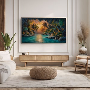 Fantasy Cove Frame TV Art, Abstract Art TV Decor, Oil Painting Tv ...