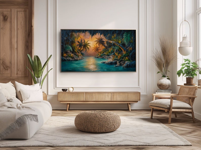 Fantasy Cove Frame TV Art, Abstract Art TV Decor, Oil Painting Tv ...