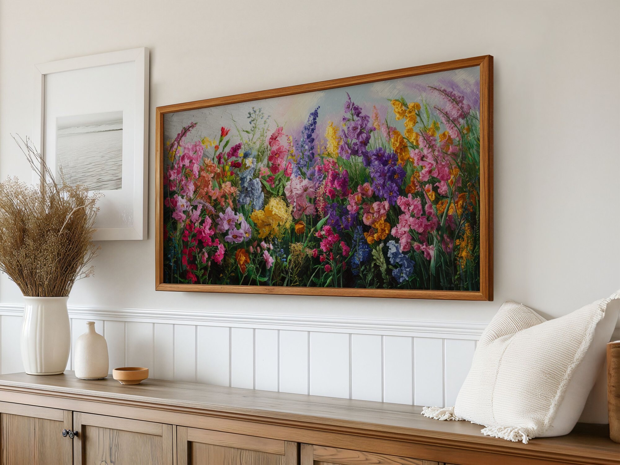 Colorful Wildflower Frame Tv Art, Floral Landscape Art Tv Decor ...