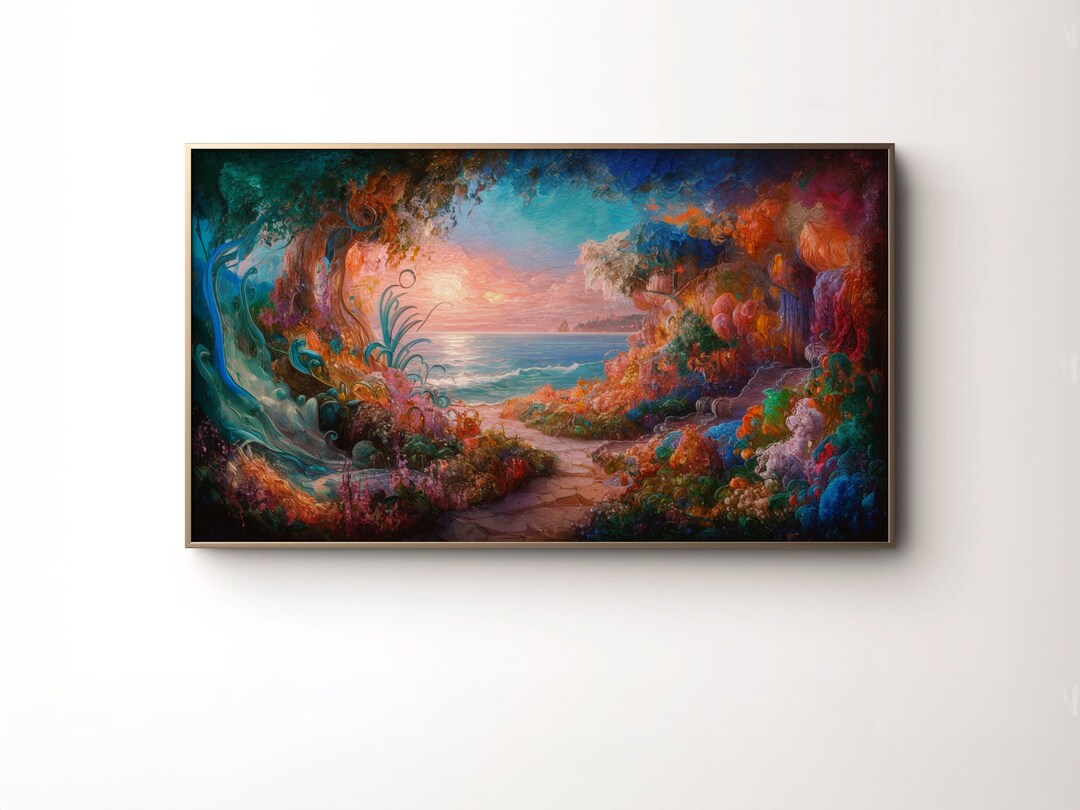 Fantasy Cove Frame TV Art, Abstract Art TV Decor, Oil Painting Tv ...