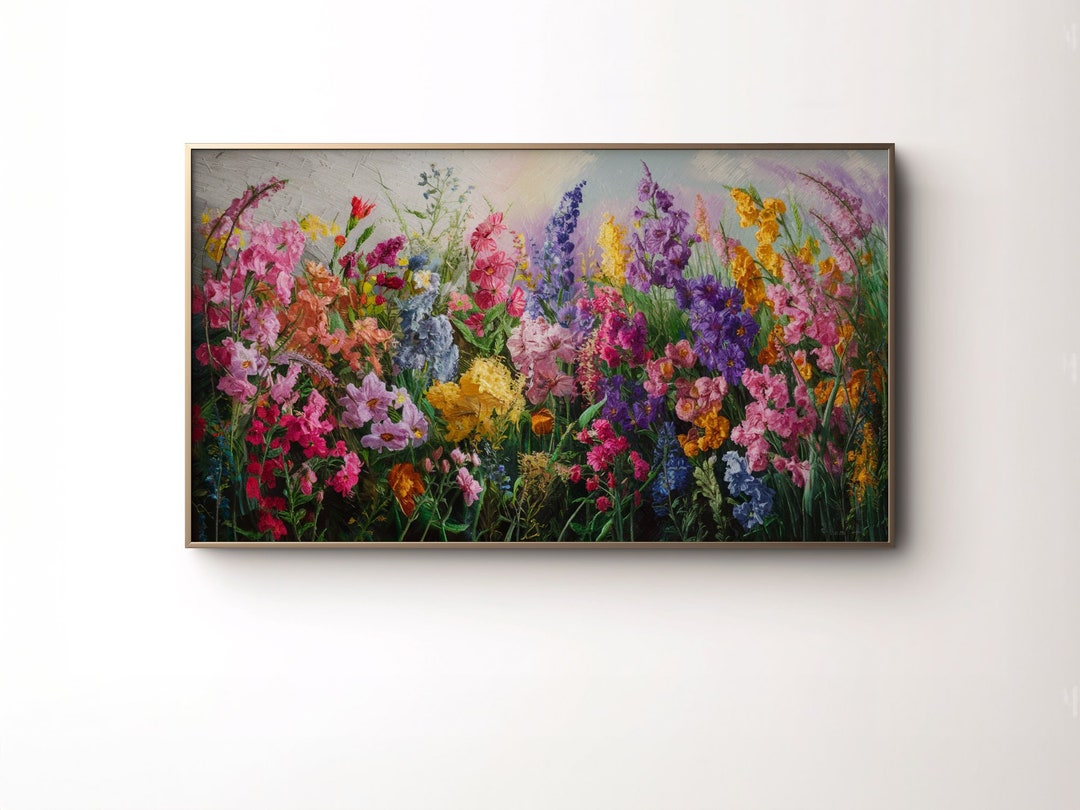 Colorful Wildflower Frame Tv Art, Floral Landscape Art Tv Decor ...