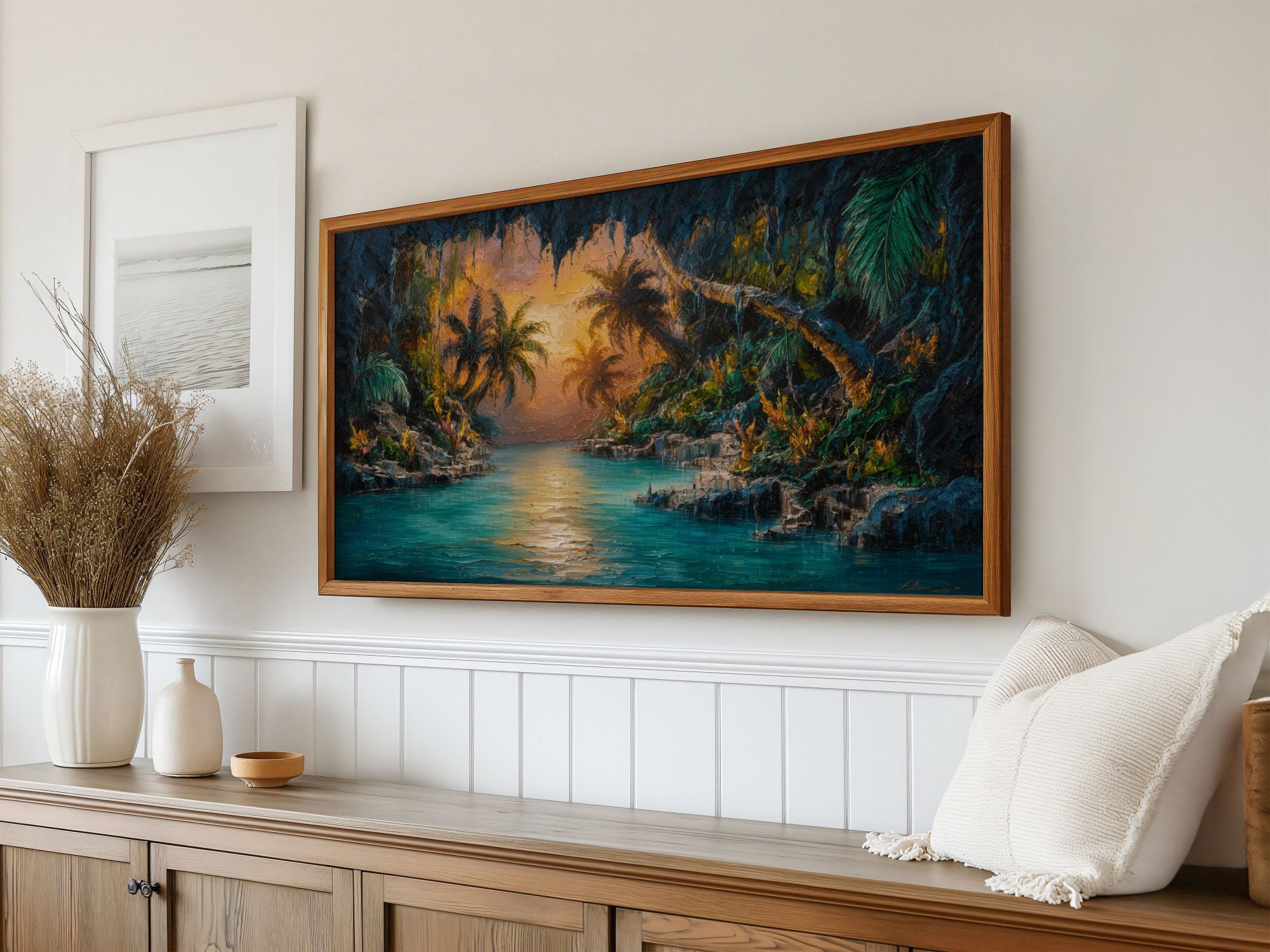 Fantasy Cove Frame TV Art, Abstract Art TV Decor, Oil Painting Tv ...