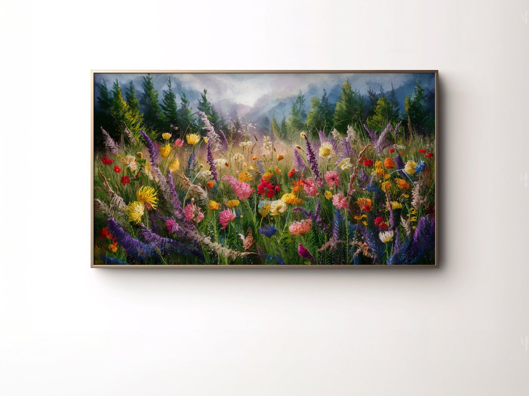 Essence of Spring Wildflower Frame Tv Art, Floral Landscape Art Tv ...