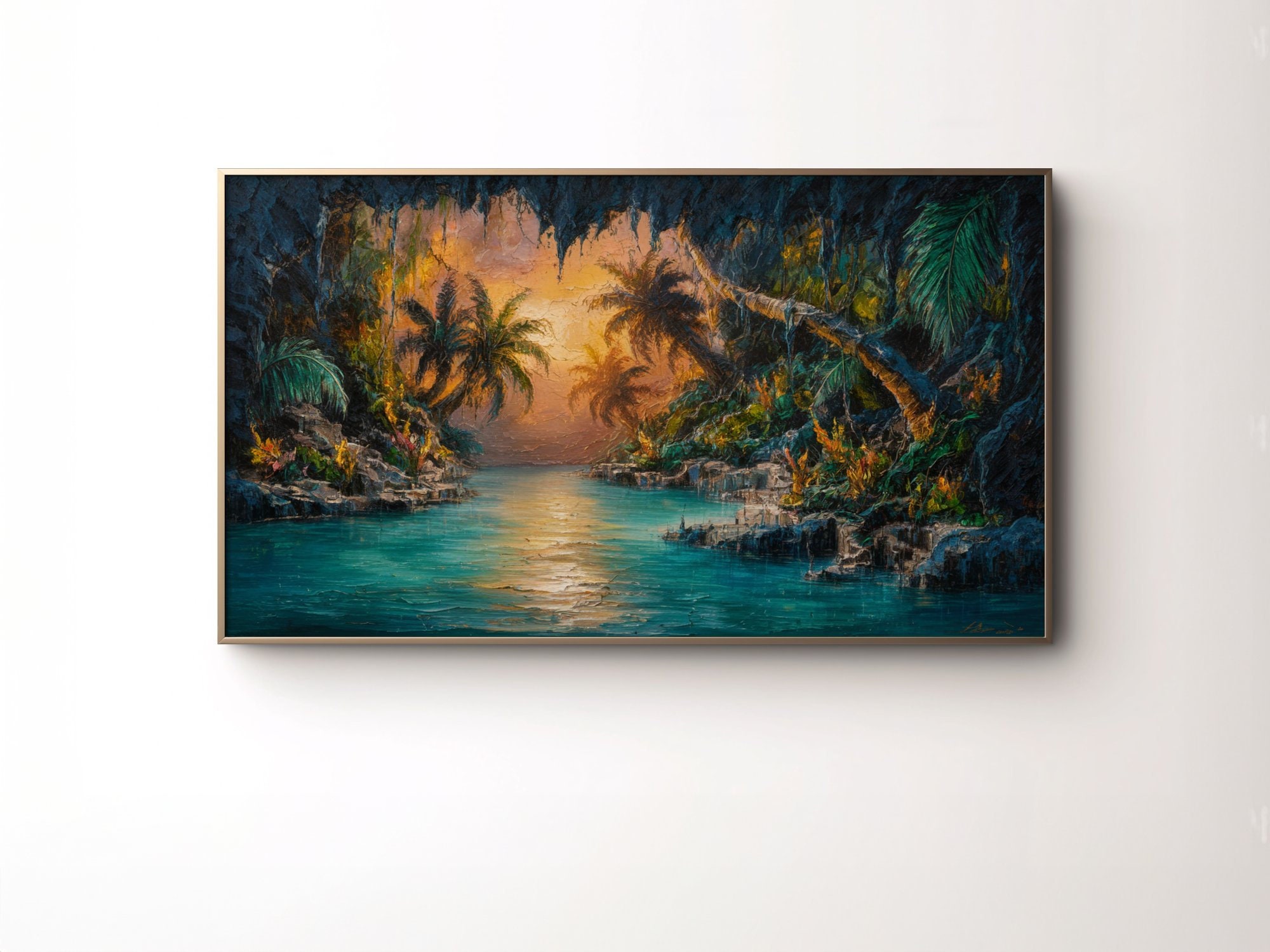 Fantasy Cove Frame TV Art, Abstract Art TV Decor, Oil Painting Tv ...