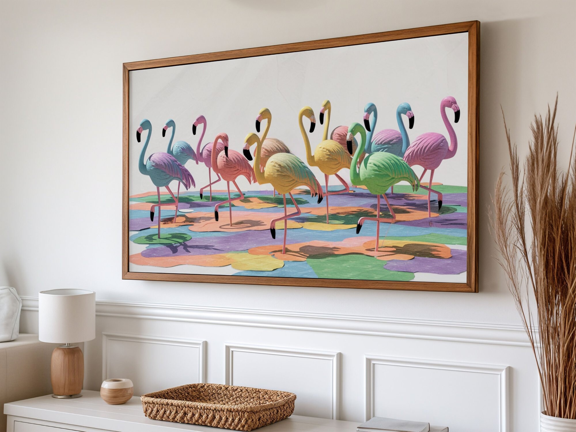 Papercut Flamingo Frame TV Art, Flamboyance Art TV Decor, Tropical Tv ...