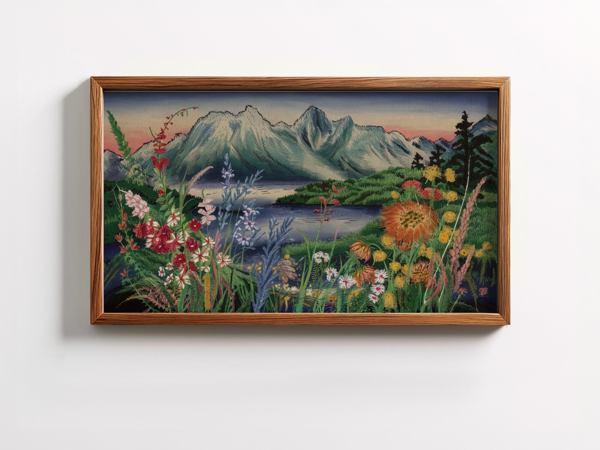 Anime Style Wildflower Frame Tv Art, Floral Landscape Art Tv Decor ...