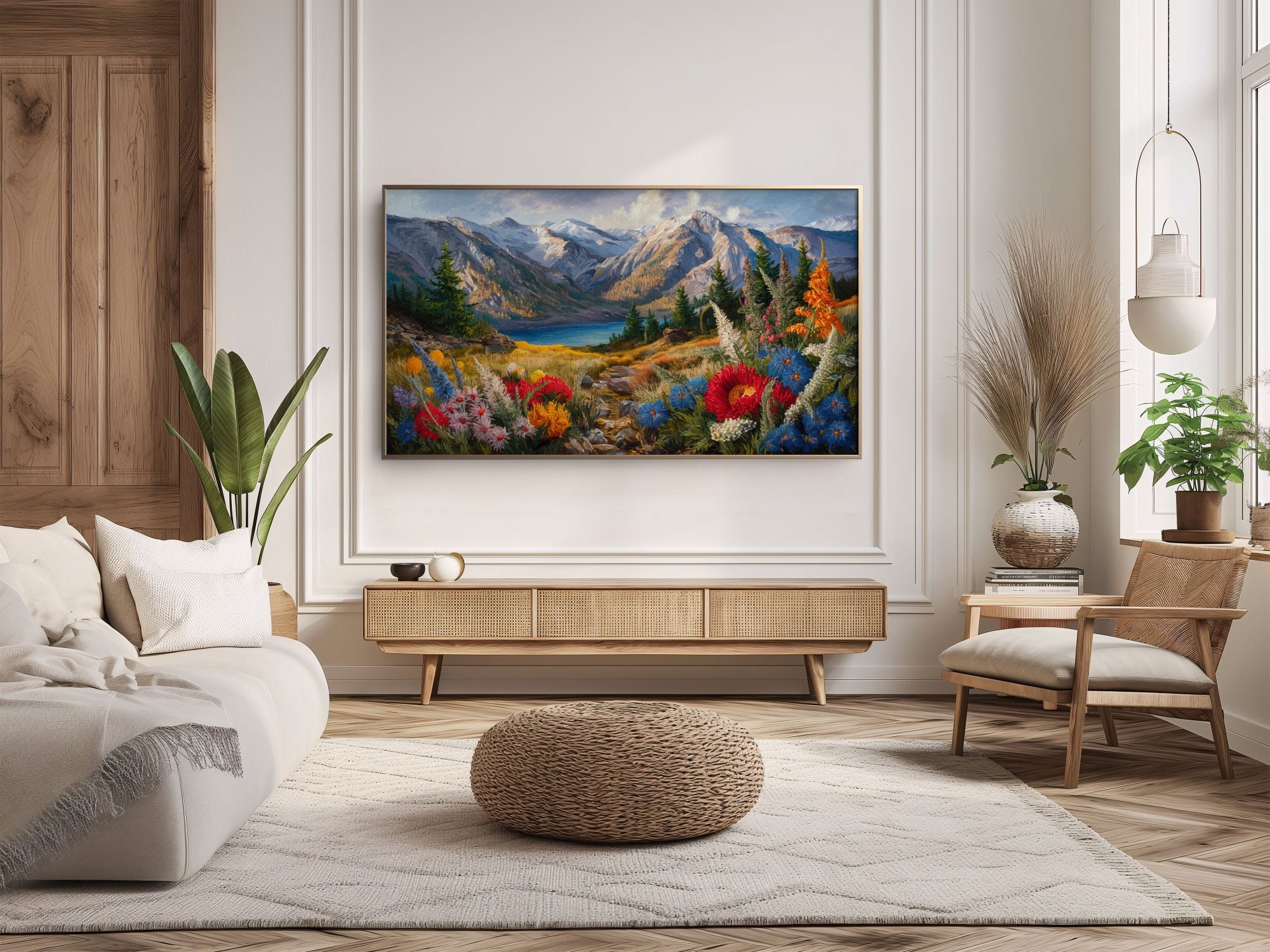 Mountain Panorama Frame TV Art, Spring Art TV Decor, Nature Tv ...