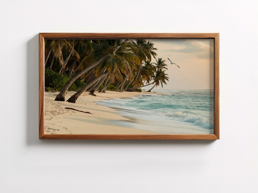 Secluded Beach Frame TV Art, Scenic Art TV Decor, Tropical Tv ...