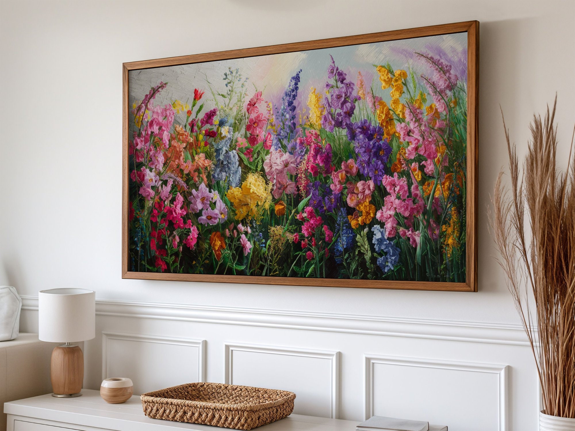 Colorful Wildflower Frame Tv Art, Floral Landscape Art Tv Decor ...